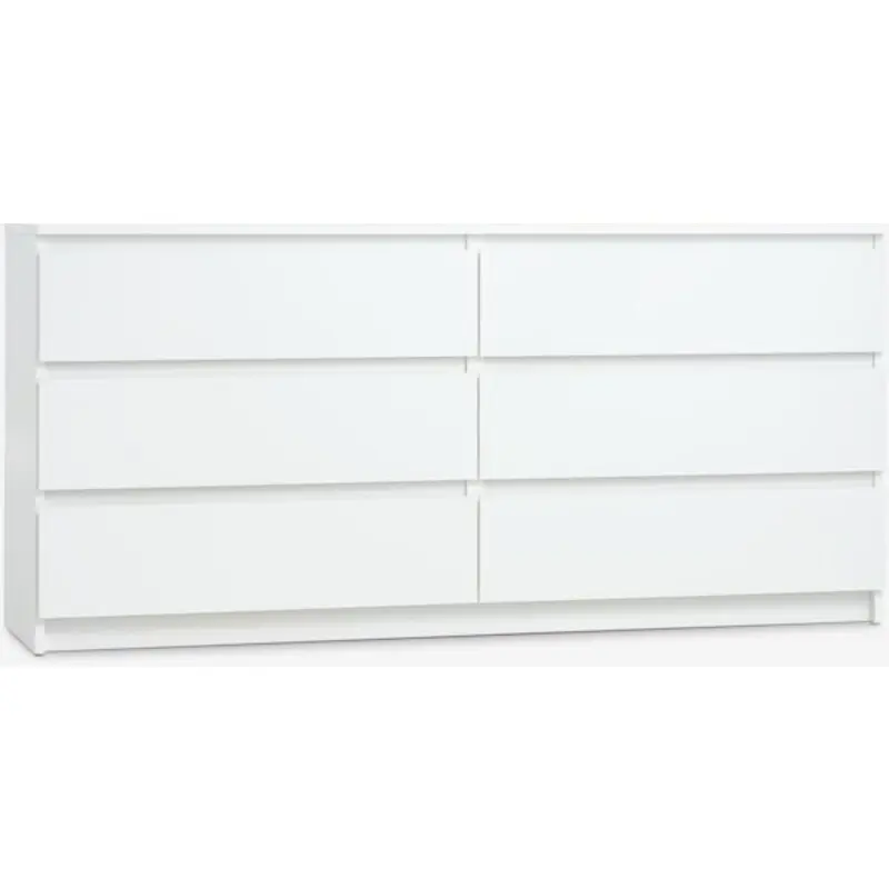 Komoda TANGE 3+3 fioke, bela, 153x72x40 cm