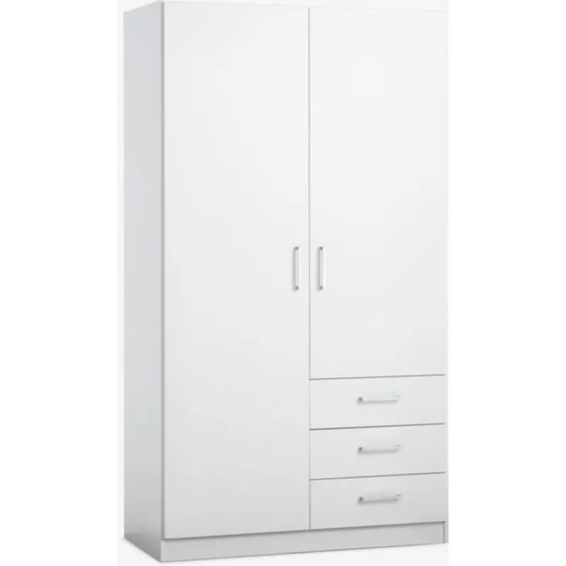Ormar FANDRUP 97x176 cm, 2 vrata, 3 fioke, bela