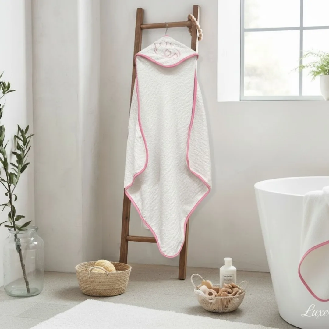 Bebi peškir sa kapuljačom 80x80cm – Roze boja