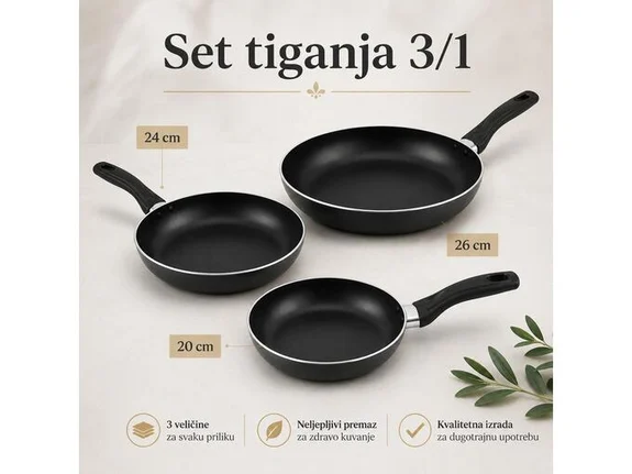 Triply Set tiganja sa keramičkim premazom 3u1