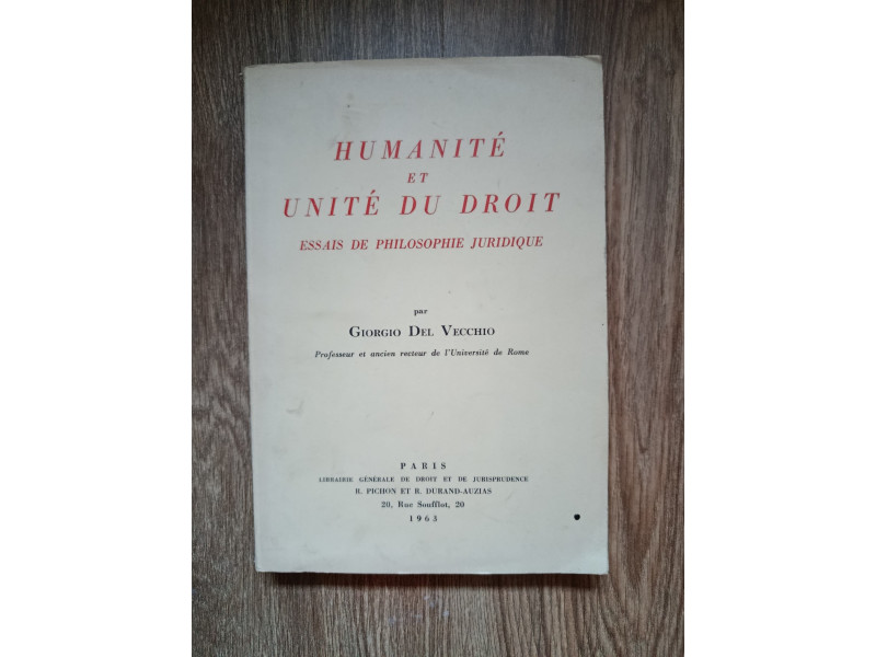 Knjiga HUMANITE ET UNITE DU DROIT