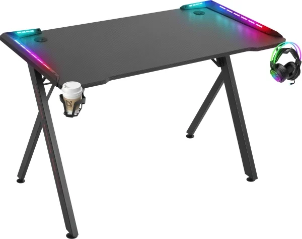 Gaming sto Defender Extreme 75cm x 110cm x 60cm x 15mm/Backlight/Držač za čase/crni