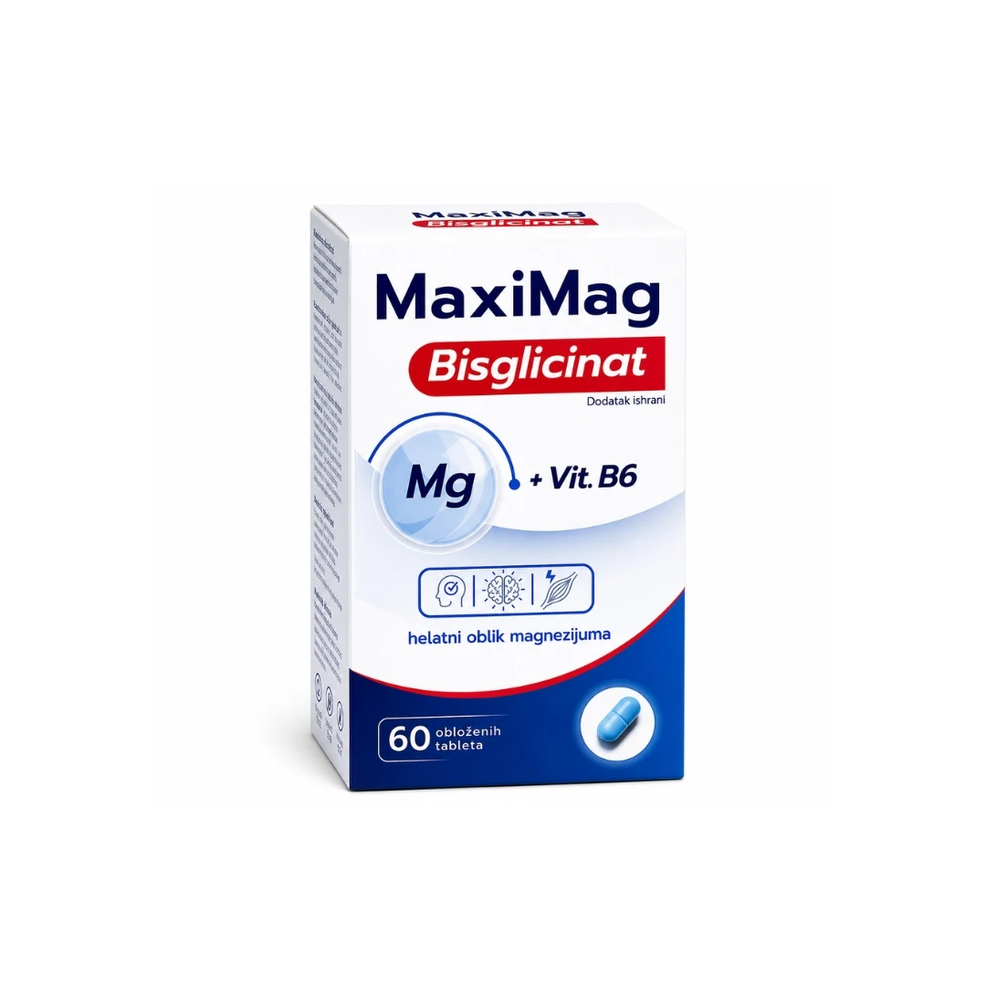 MaxiMag Bisglicinat i Vitamin B6 60 Tableta