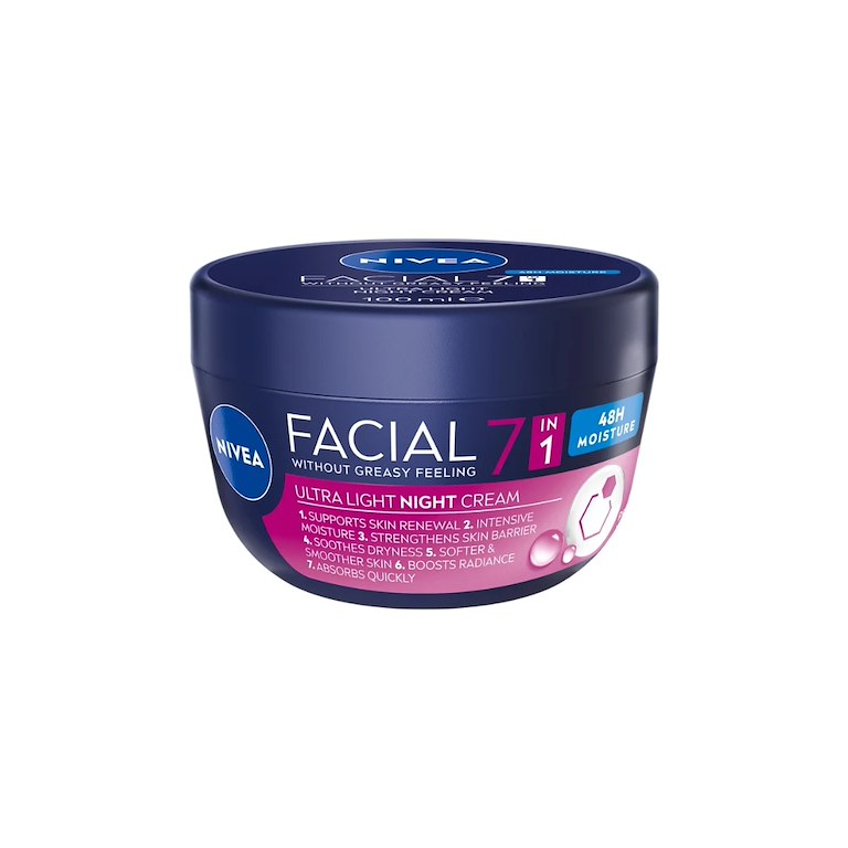 NIVEA Facial 7in1 Ultra Light Night Hidratantna Noćna Krema 100 mL