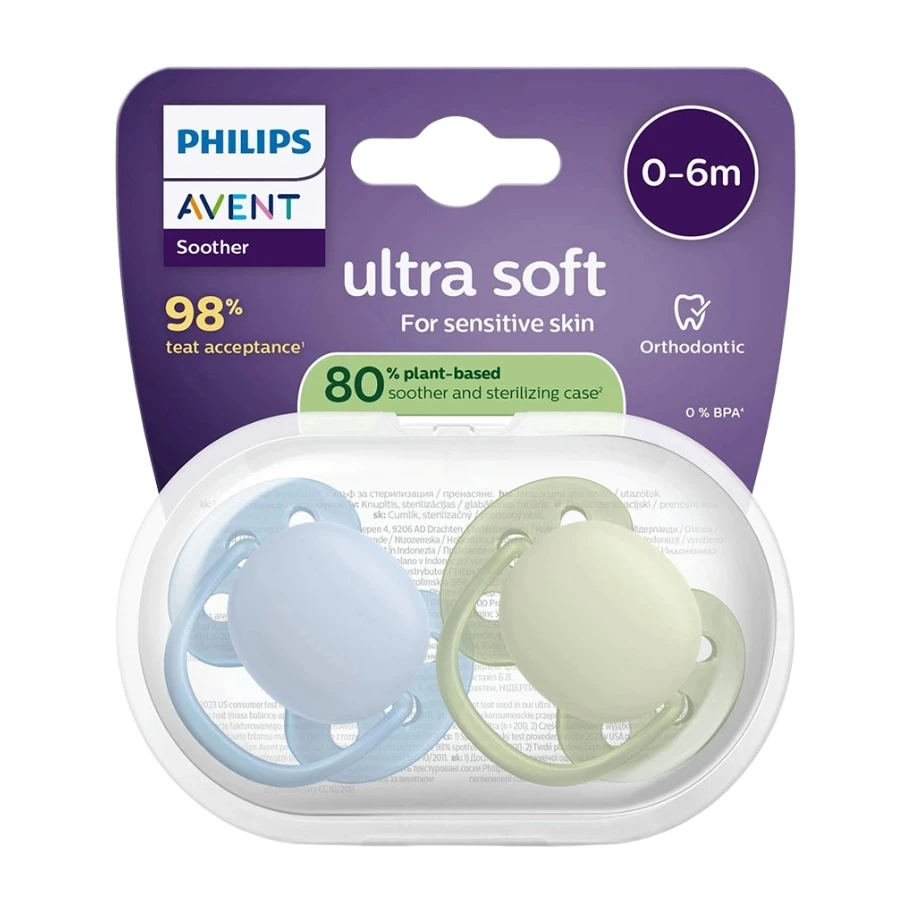 Philips AVENT Varalica SOFT 0-6m, 2 Varalice Blue/Green
