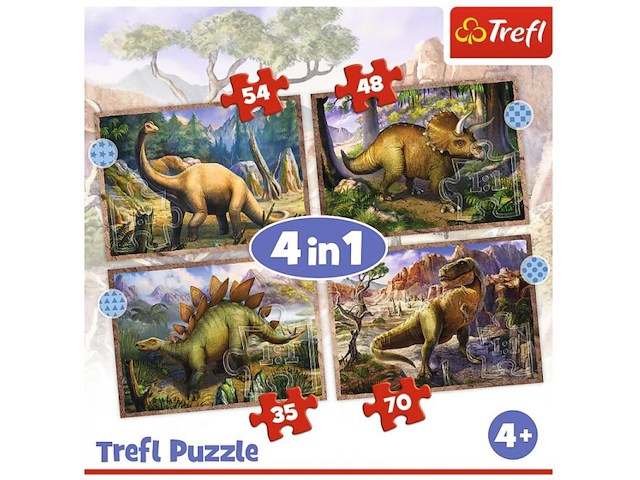 Puzzle Dino-4u1 – set od 4 slagalice sa motivima dinosaurusa, Trefl