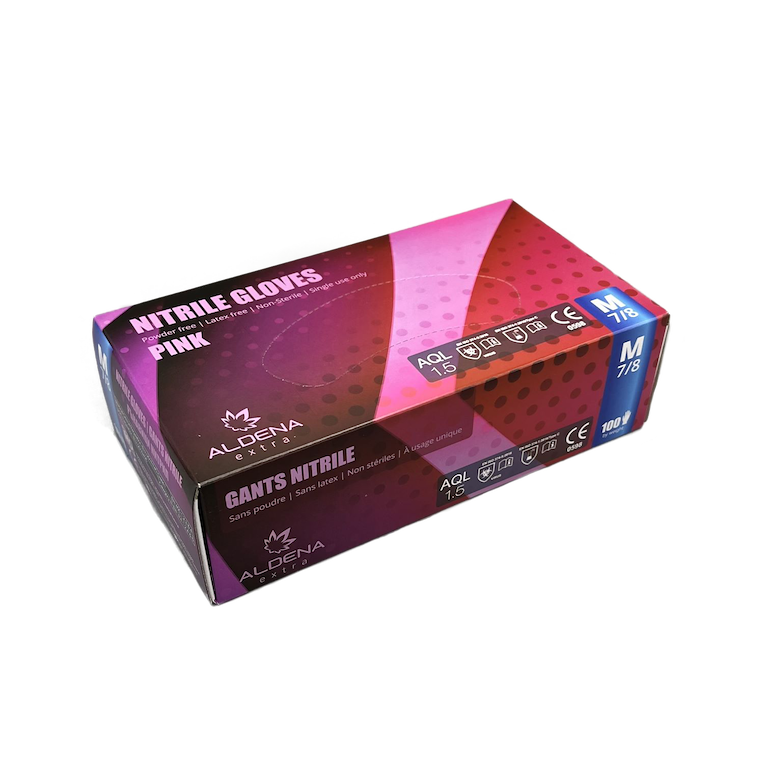 Nitrilne rukavice roze M (7/8) 100 kom