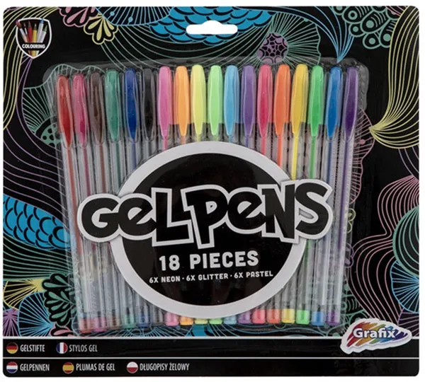 Set 18 gel olovaka NEON GLITTER PASTEL