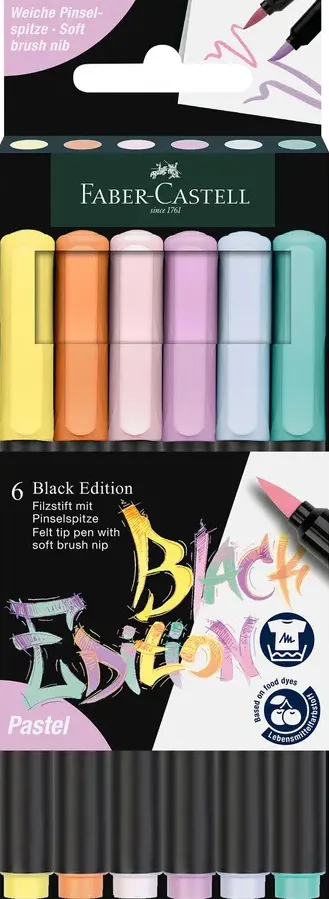 Flomasteri FABER CASTELL BLACK EDITION 1/6 - pastel