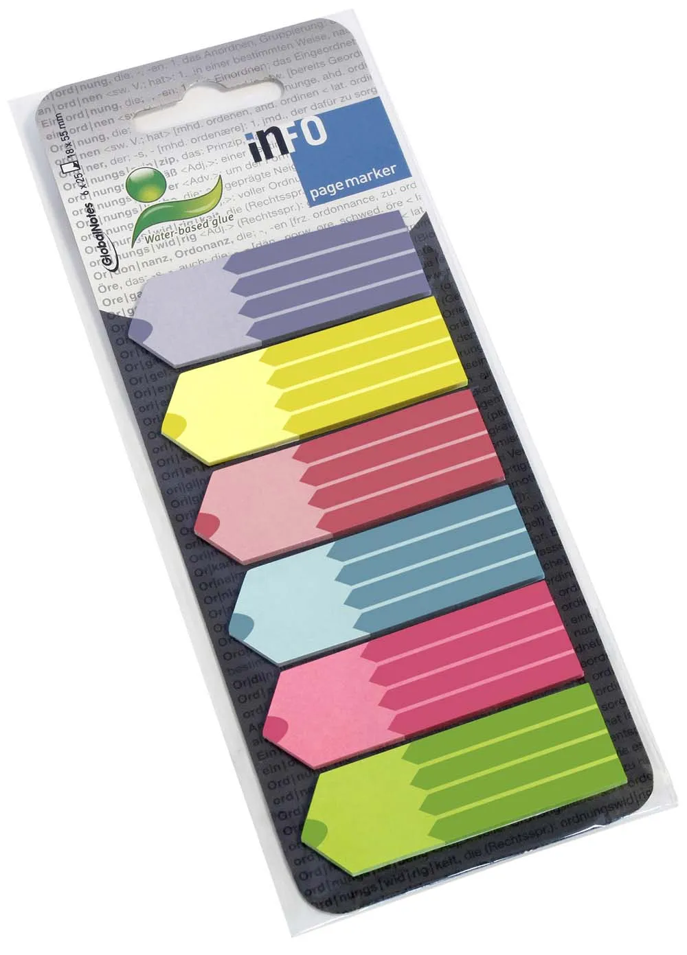 PAGE MARKER "pencil style" 6x25l, 18x55mm Info Notes
