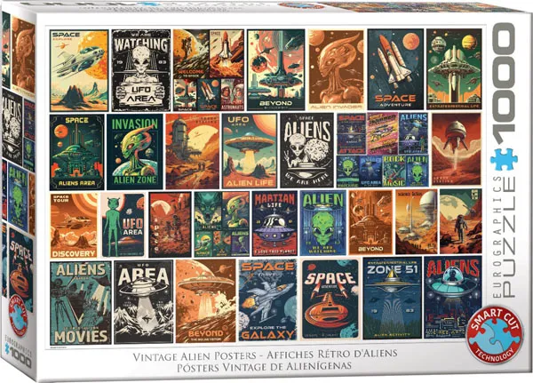 Puzzle VINTAGE ALIEN POSTERS 1000kom