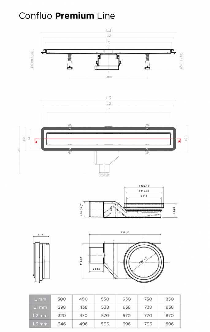 Pvc slivnik CONFLUO PREMIUM "LINE 950" crno staklo (130.00351)