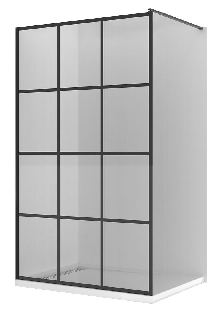 Tus paravan SSC-16002BP 100x195 - BLACK 8mm - sa linijama
