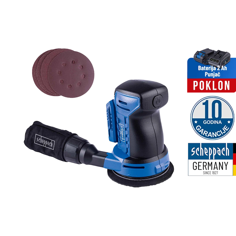 Scheppach Aku Rotaciona Ekscentrična Brusilica IXES C-OBS125-X – Solo +POKLON BATERIJA 2Ah I PUNJAČ