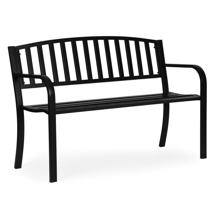 Metalna baštenska klupa 120×50 cm sa naslonom, crna - MultiGarden