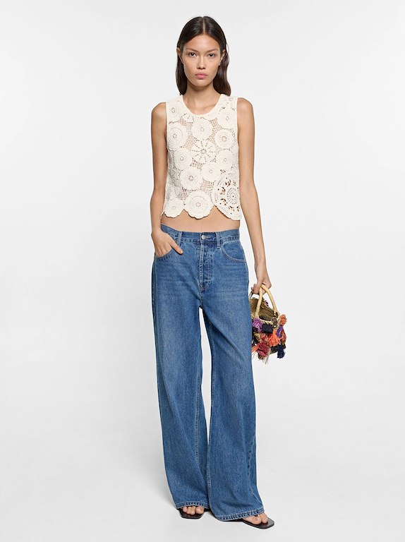 FLORAL CROCHET TOP WITH 100% COTTON
