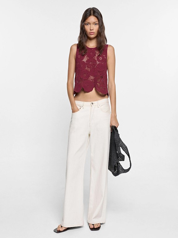 FLORAL CROCHET TOP WITH 100% COTTON