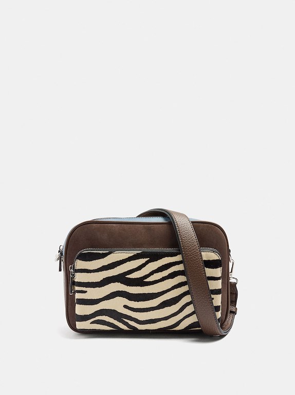 ANIMAL-PRINT CROSSBODY BAG WITH LEATHER DETAIL