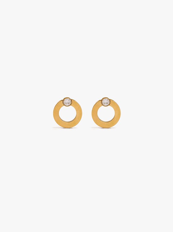 HOOP EARRINGS WITH CRYSTAL DETAIL - STAINLESS STEEL