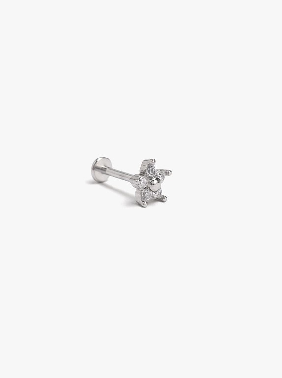 STAR PIERCING WITH CRYSTALS - STAINLESS STEEL