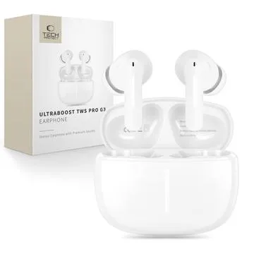 TECH-PROTECT ULTRABOOST TWS PRO G3 WIRELESS EARPHONES - WHITE