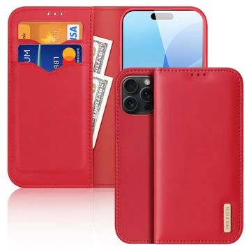 IPHONE 16 PRO MAX DUX DUCIS HIVO WALLET LEATHER CASE (OPEN BOX - EXCELLENT) - RED