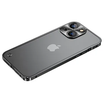 IPHONE 13 METALNI ZAŠTITNI OKVIR SA POLEĐINOM OD PLASTIKE - CRNA