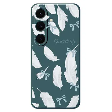 SAMSUNG GALAXY S25 FE FEATHER PATTERN TPU CASE - GREEN