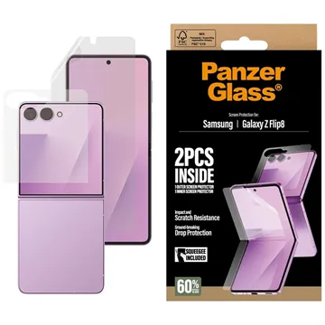 SAMSUNG GALAXY Z FLIP8 PANZERGLASS GLASS & FILM 2-IN-1 SCREEN PROTECTION - 2 PCS.