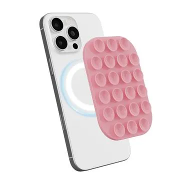 ROUNDED MAGSAFE SILICONE SUCTION CUP PHONE HOLDER - PINK