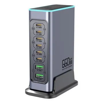 WLX-F8L 8-PORT GAN DESKTOP CHARGING STATION 660W - 6XUSB-C PD, 2XUSB-A QC3.0