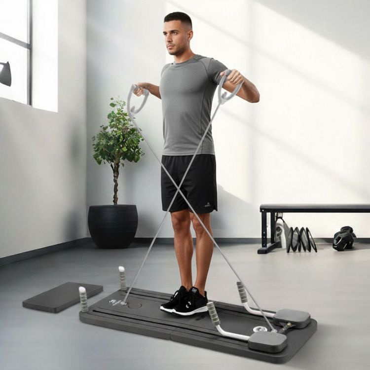 Višenamenska pilates reformer daska, sklopiva, sa LCD ekranom i ekspanzerima, ModernHome