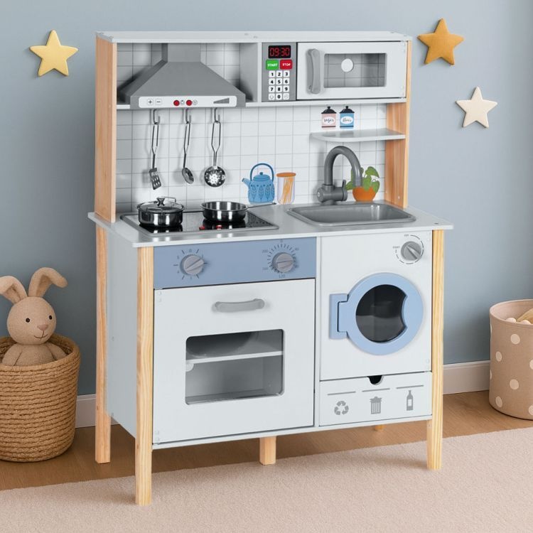 Dečija kuhinja za sa zvučnim efektima, LED svetlom, rernom, veš mašinom i dodacima – ECOTOYS