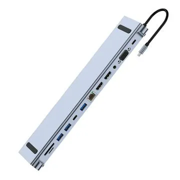2003U2 12-IN-1 USB-C DOCKING STATION WITH LAPTOP STAND - HDMI/VGA/USB-A/USB-C/SD/TF