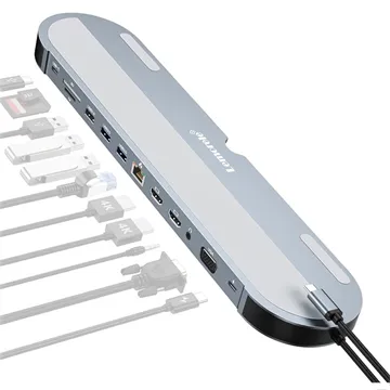 LEMORELE TC28 12-IN-1 USB-C HUB / DOCKING STATION - SILVER / GREY