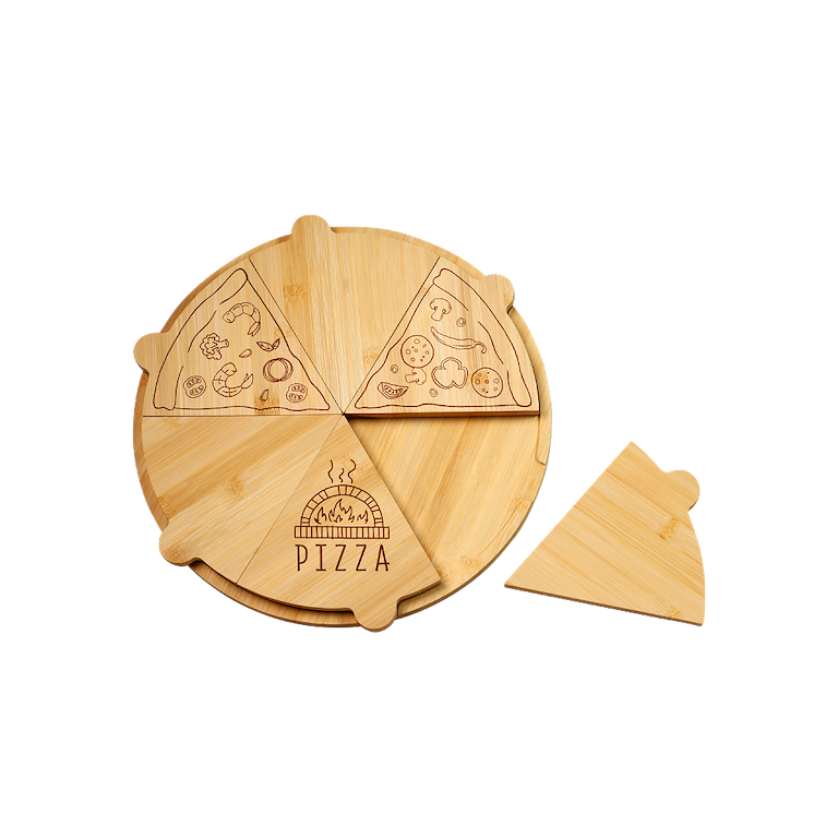 KESPER KSP58468 DASKA ZA PIZZU BAMBUS 36,5 CM SA 6 POJEDINAČNIH KRIŠKI