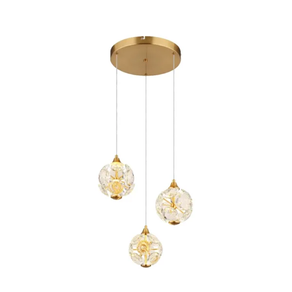 Globo Virina 16047-3H | Visilica | zlatna-providna | LED