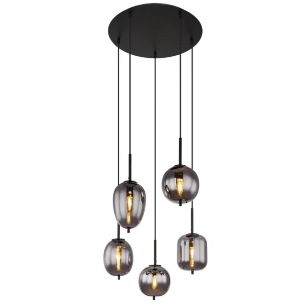 Globo Blacky 15345-5 | Visilica | crna | 5xE14
