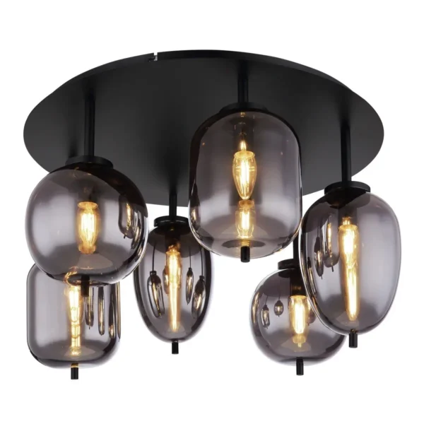 Globo Blacky 15345-6D | Plafonjera | crna | 6xE14