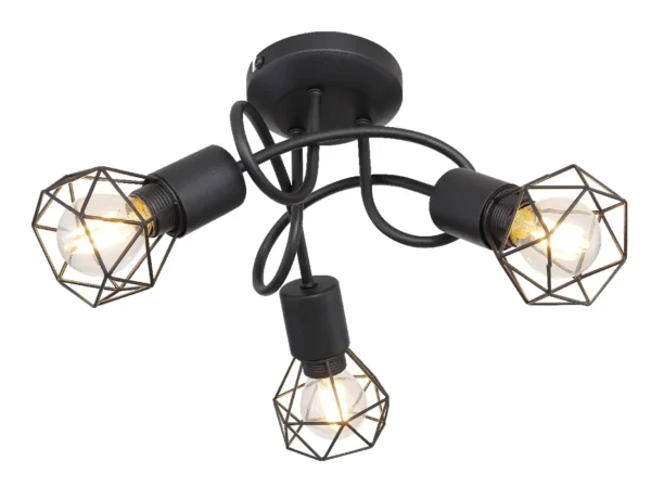 Globo Xara 54802S-3D | Plafonjera | crna | 3xE14