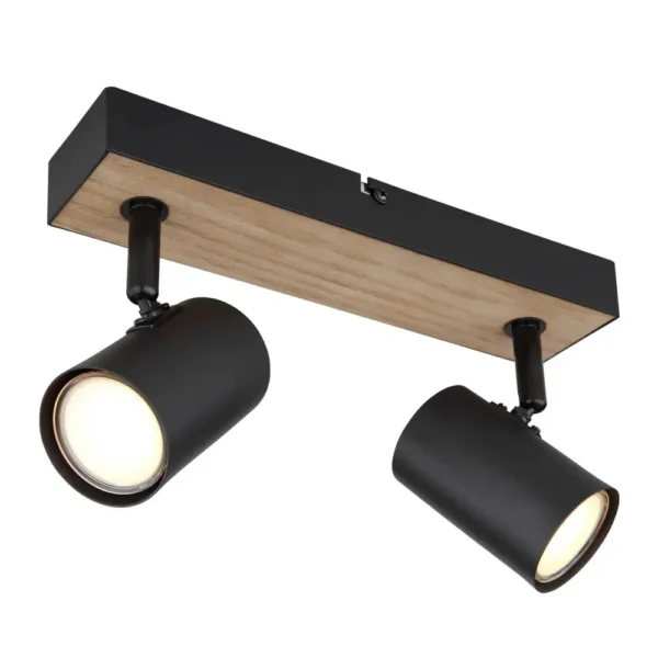 Globo Robby 57911-2BW | Spot lampa | crna-drvo | 2xGU10