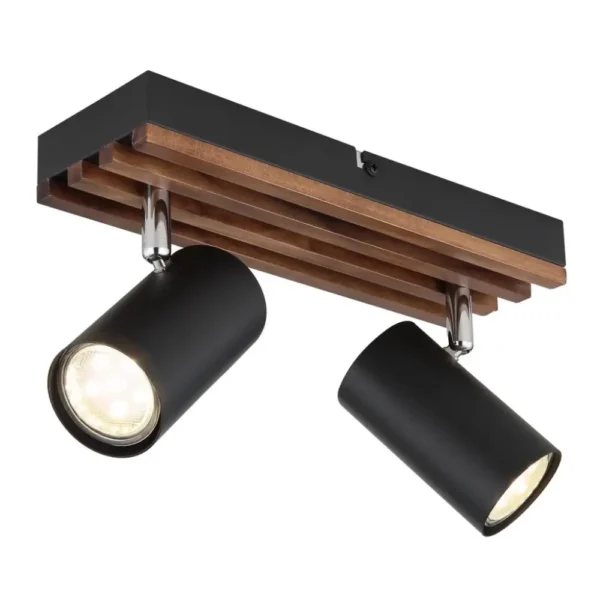 Globo Kayden 57909-2 | Spot lampa | drvo-crna | 2xGU10