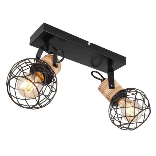 Globo Lacky 54039-2 | Spot lampa | crna-drvo | 2xE27