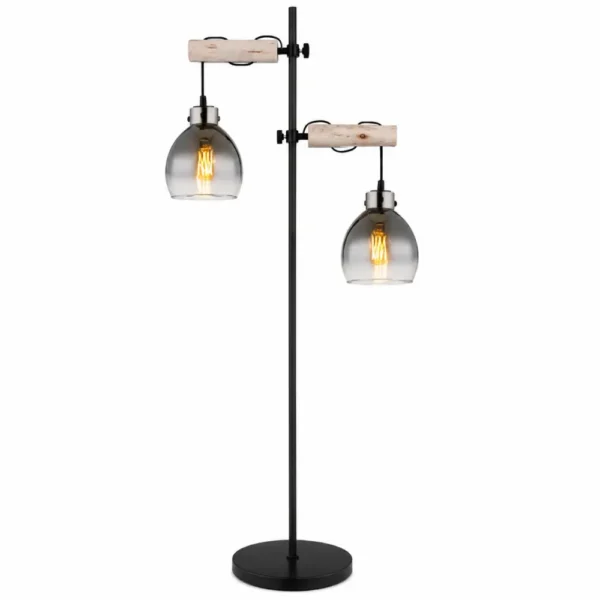 Globo Ryan 15628-2S | Podna lampa | crna-drvo | 2xE27