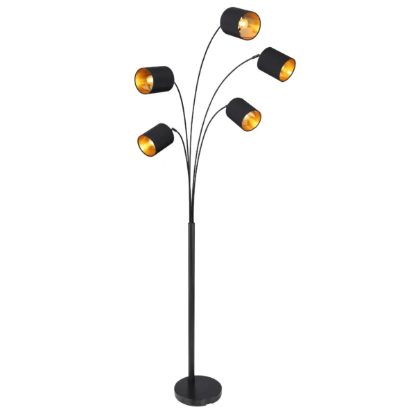 Globo Kaddy 58500 | Podna lampa | crna-zlatna | 5xE14