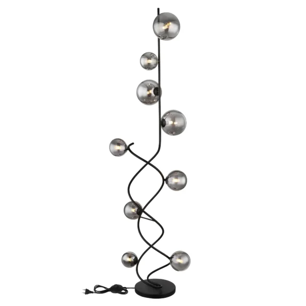 Globo Riha 56133-9S | Podna lampa | crna | 9xG9