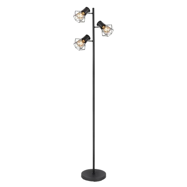 Globo Priska 54017-3S | Podna lampa | crna | 3xE27
