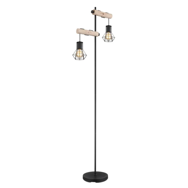 Globo Priska 54017-2S | Podna lampa | crna-drvo | 2xE27