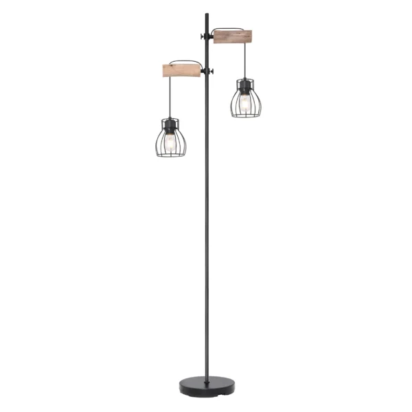 Globo Mina 15326-2SN | Podna lampa | crna-drvo | 2xE27