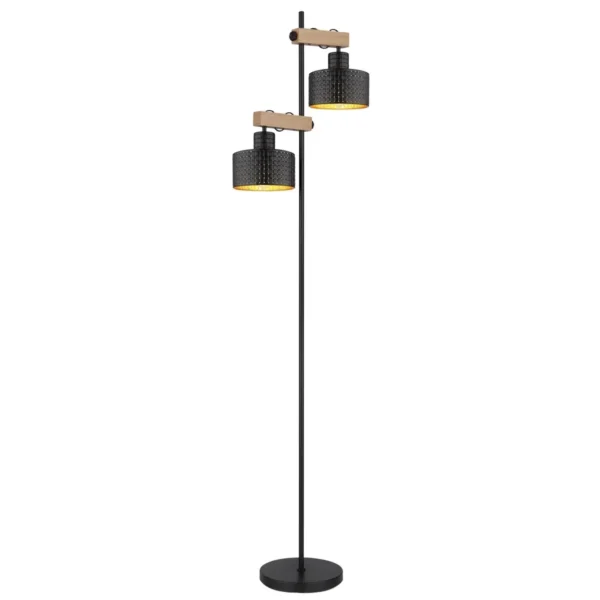 Globo Rielly 15651S | Podna lampa | crna-drvo | 2xE27